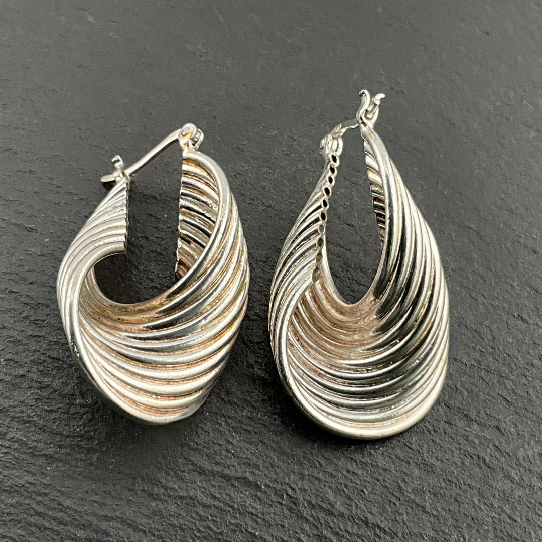Vintage Heavy Sterling Silver Twisted Loop Modernist Statement Dangle ...