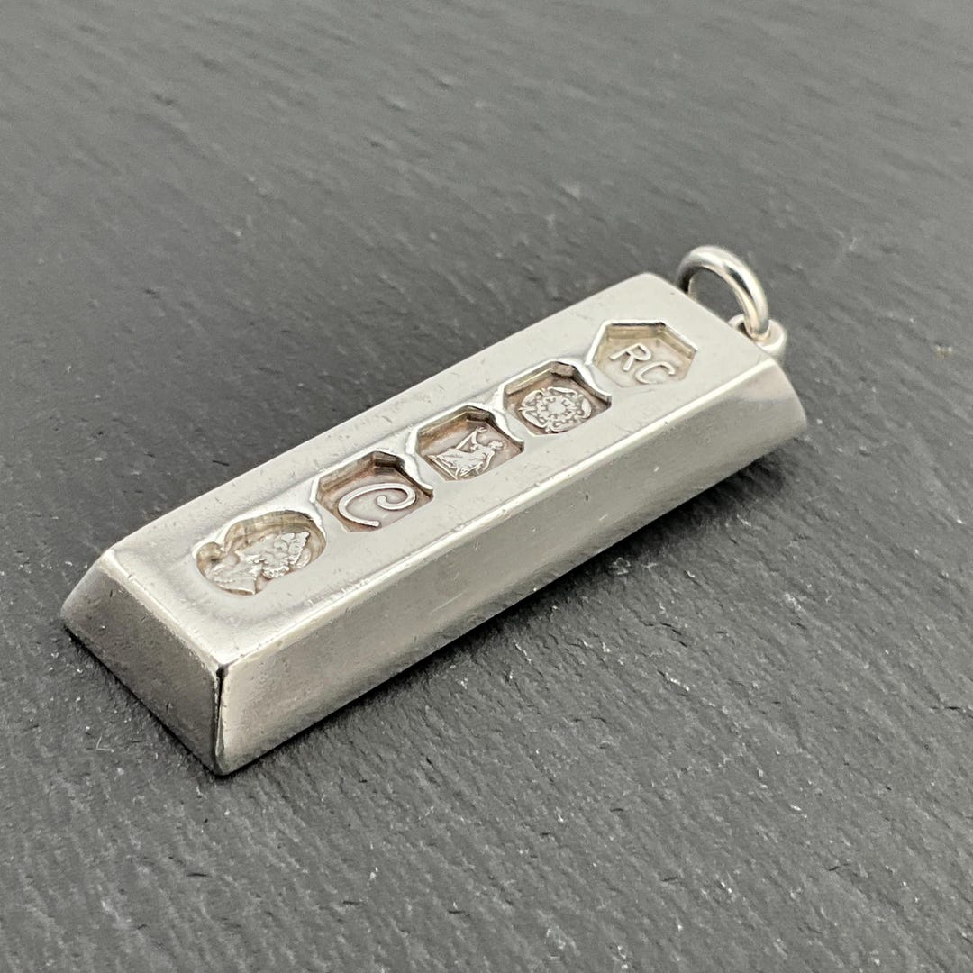Vintage Hallmark Ingot Super Heavy Britannia Silver Pendant - Etsy