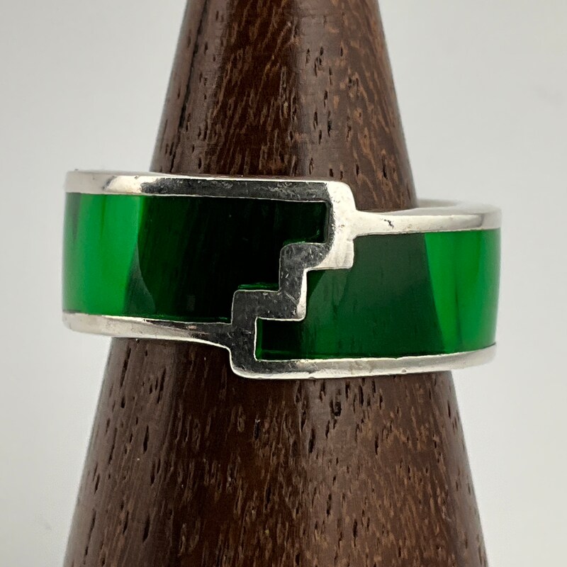Green Silver Ring - Etsy