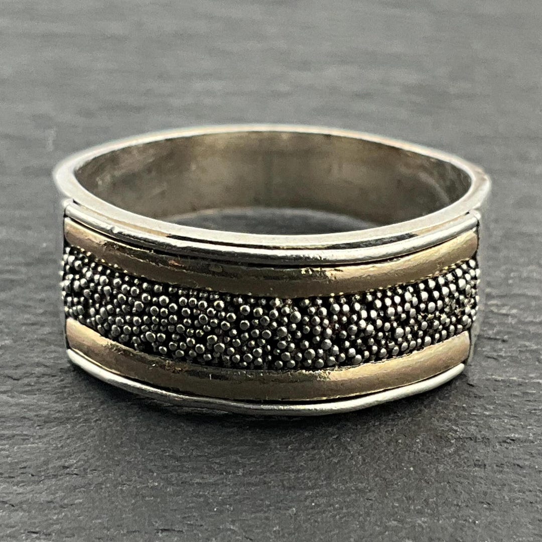Vintage Sterling Silver Fancy Statement Band Ring, UK Size P1/2, US ...