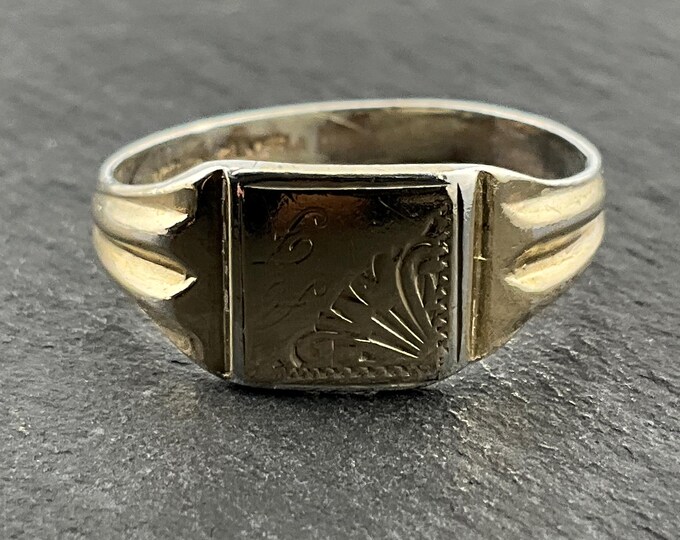Vintage Scroll Sterling Silver Initial Signet Ring, UK Size P, US Size ...
