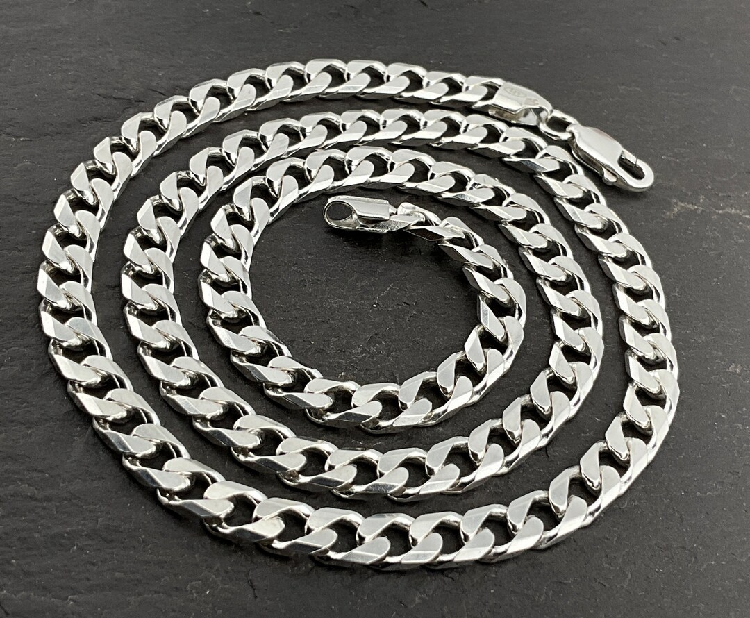 Vintage Heavy Sterling Silver Curb Necklace - Etsy