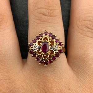Vintage 14ct Gold Ruby & Diamond Ring, UK Size P, US Size 7 1/2, EU ...