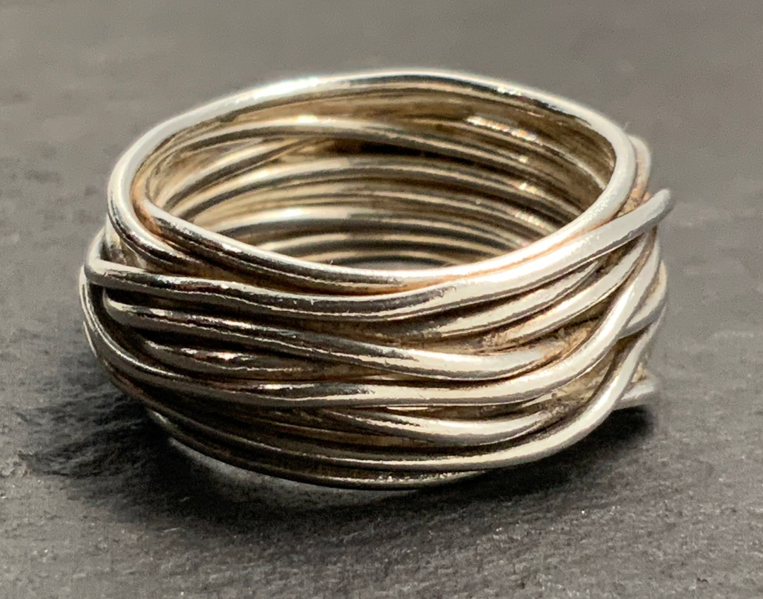 Vintage Sterling Silver Overlapping Bands Chunky Band Ring, UK Size J1 ...