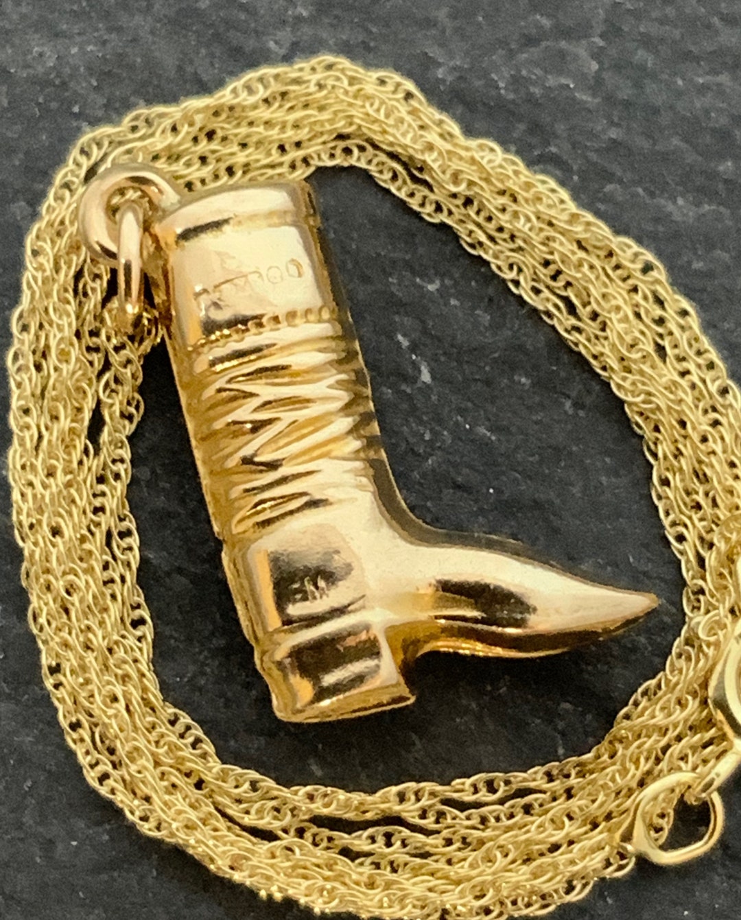 Vintage 9ct Gold Boot Pendant Necklace - Etsy