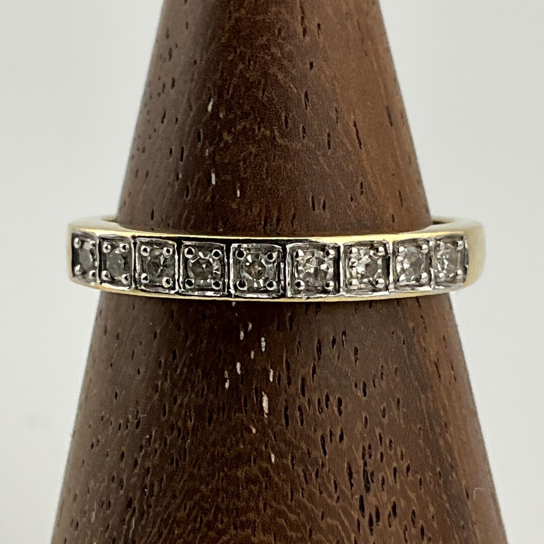 Vintage 9ct Gold Diamond Multi-stone Band Ring, UK Size K1/2, US Size 5 ...