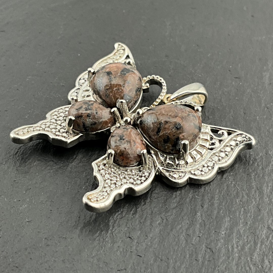 Vintage Yooperlite Butterfly Sterling Silver Statement Pendant Necklace ...