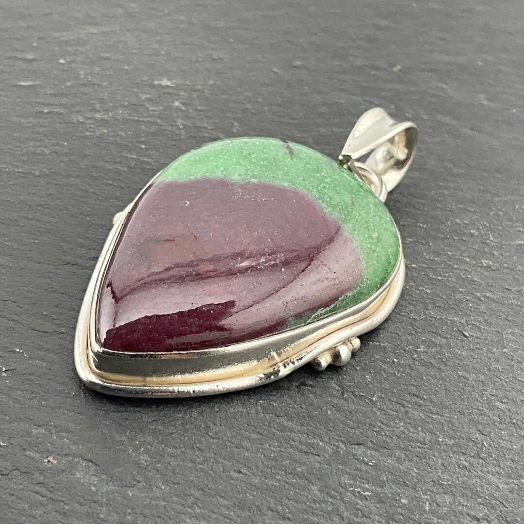 Vintage Ruby Zoisite Sterling Silver Teardrop Pendant - Etsy