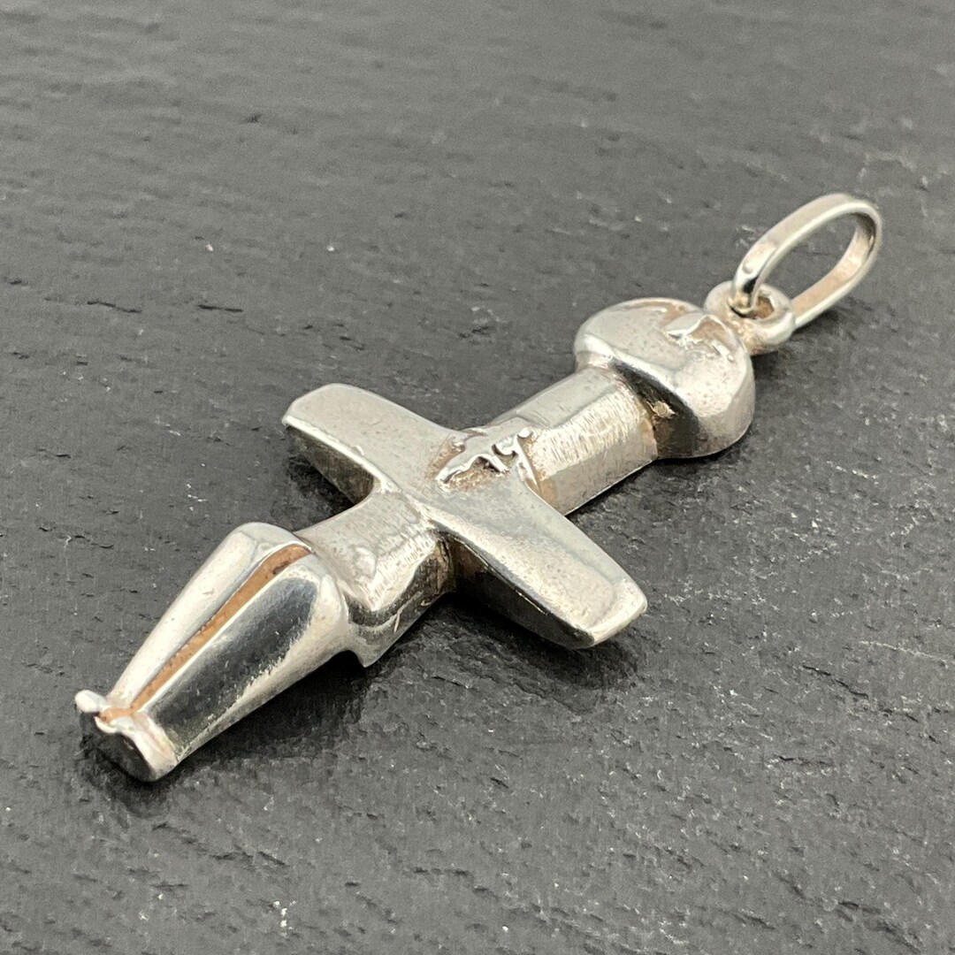 Vintage Idol of Pomos Cypriot Figure Sterling Silver Pendant Necklace ...