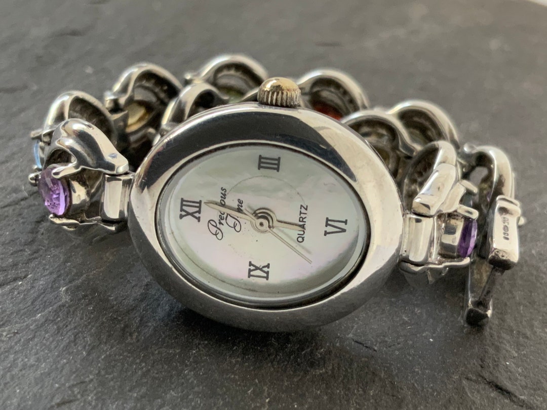 Vintage Solid Sterling Silver Quartz Amethyst Peridot Citrine Topaz ...