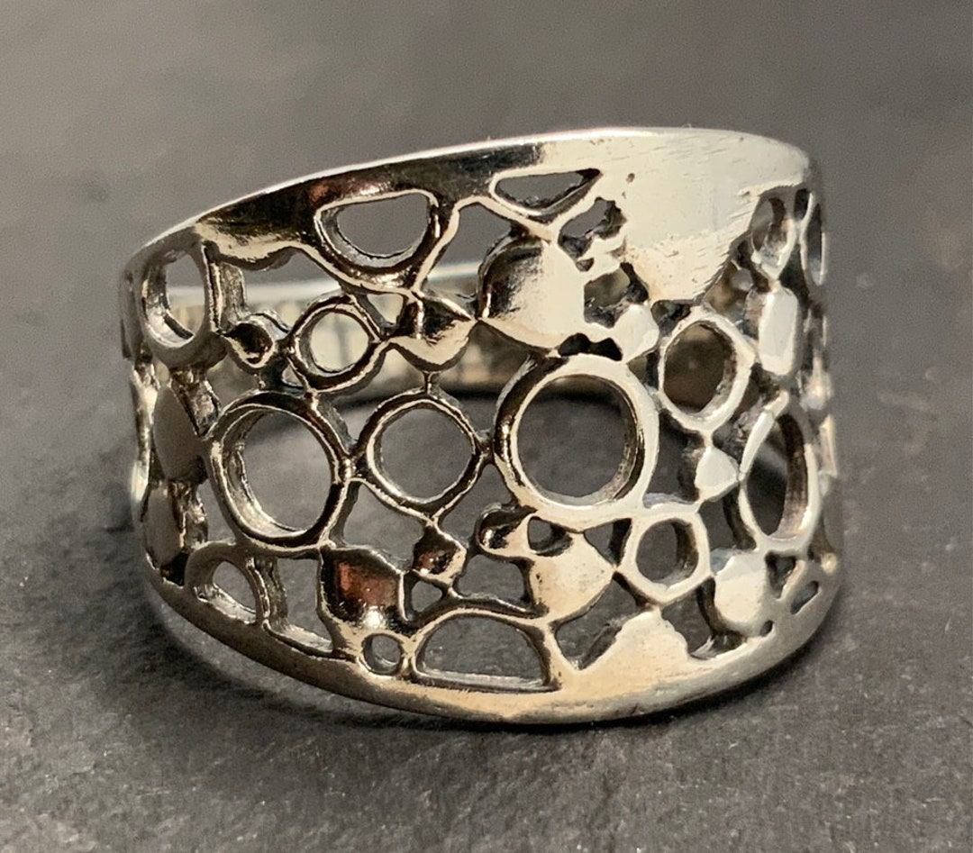 Vintage Sterling Silver Cut Out Circles Band Ring, UK Size U, US Size ...