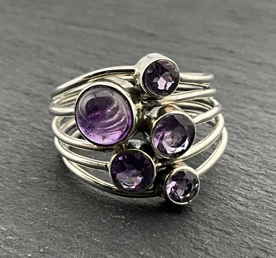 Vintage Purple Topaz Sterling Silver Statement Ring, … - Gem