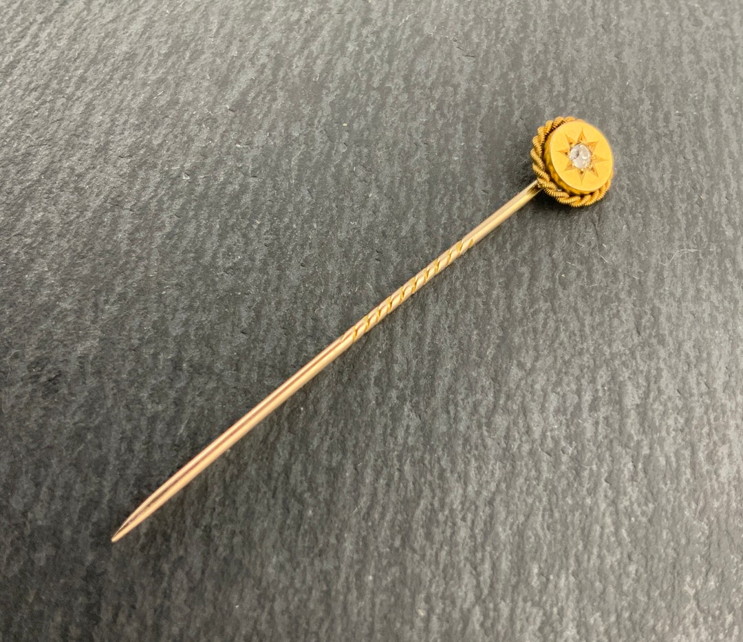 Vintage 15ct Gold Diamond Pin Brooch - Etsy
