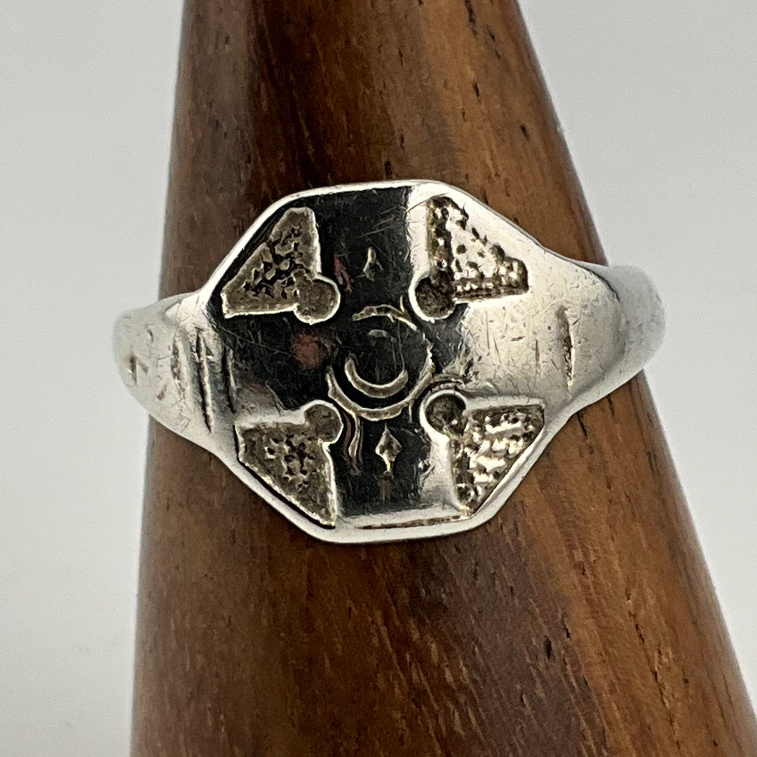 Vintage Sterling Silver Celtic Cross Signet Ring, UK Size P1/2, US Size ...