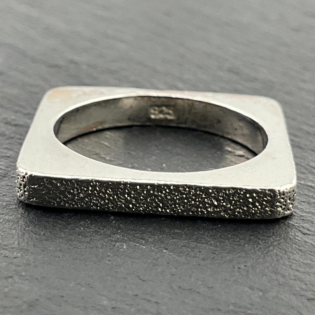Vintage Sterling Silver Square Band Ring, UK Size P, US Size 7 1/2, EU ...