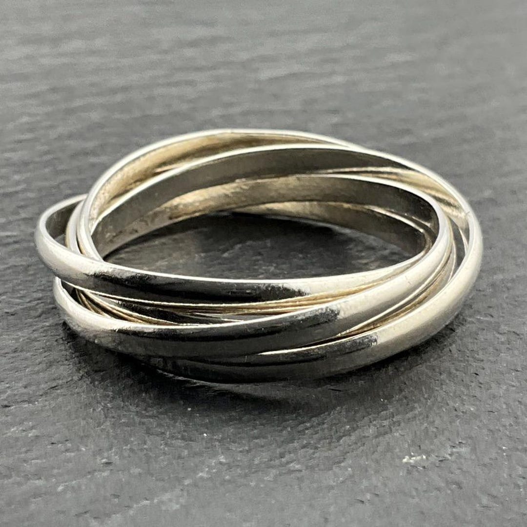 Vintage Sterling Silver Interlocking Spacer Stacker Band Ring, UK Size ...