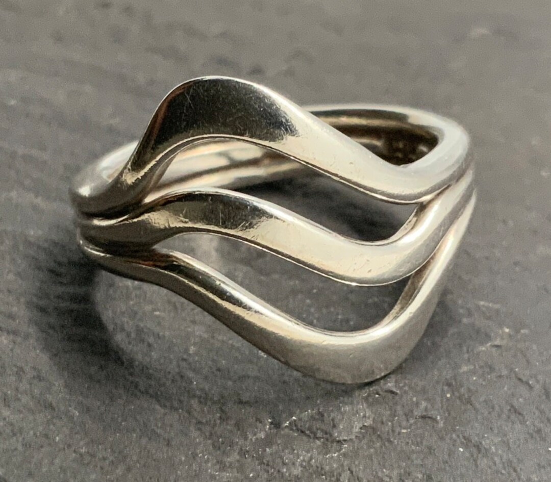 Vintage Sterling Cut Out Triple Wave Ring, UK Size M, US Size 6, EU ...