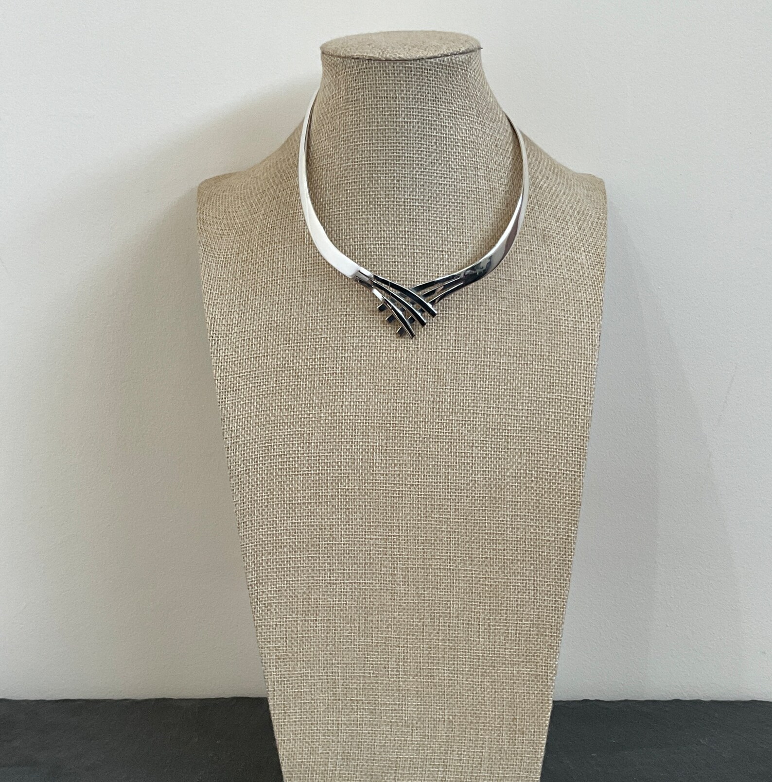 Vintage Heavy Sterling Silver Fancy Crossed Front Collar Choker ...