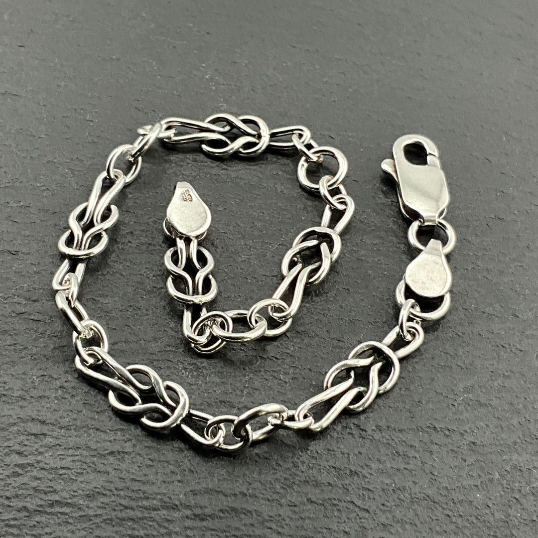 Vintage Sterling Silver Celtic Knot Chain Bracelet - Etsy