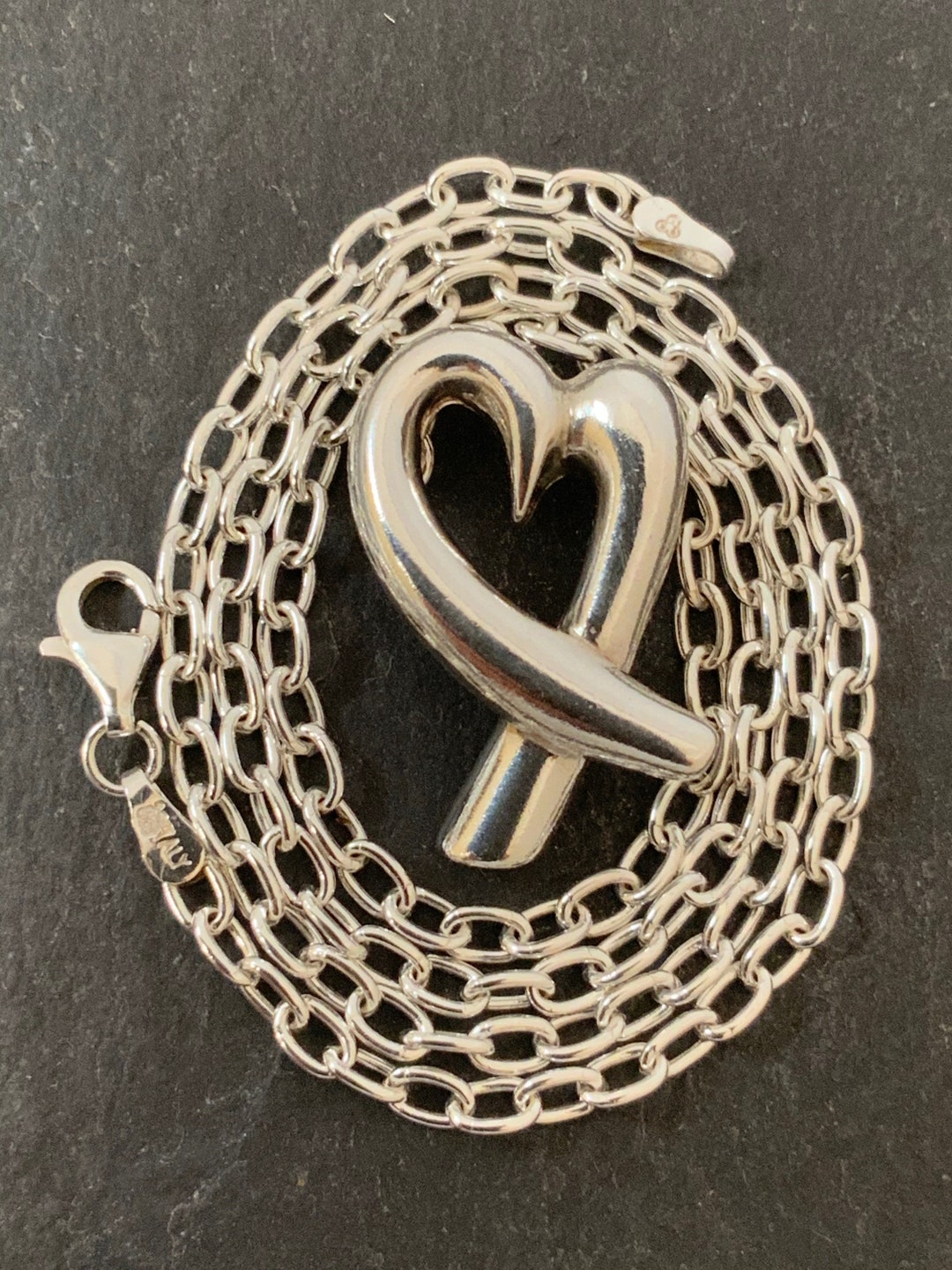 Vintage Heavy Sterling Silver Infinity Heart Pendant Necklace - Etsy