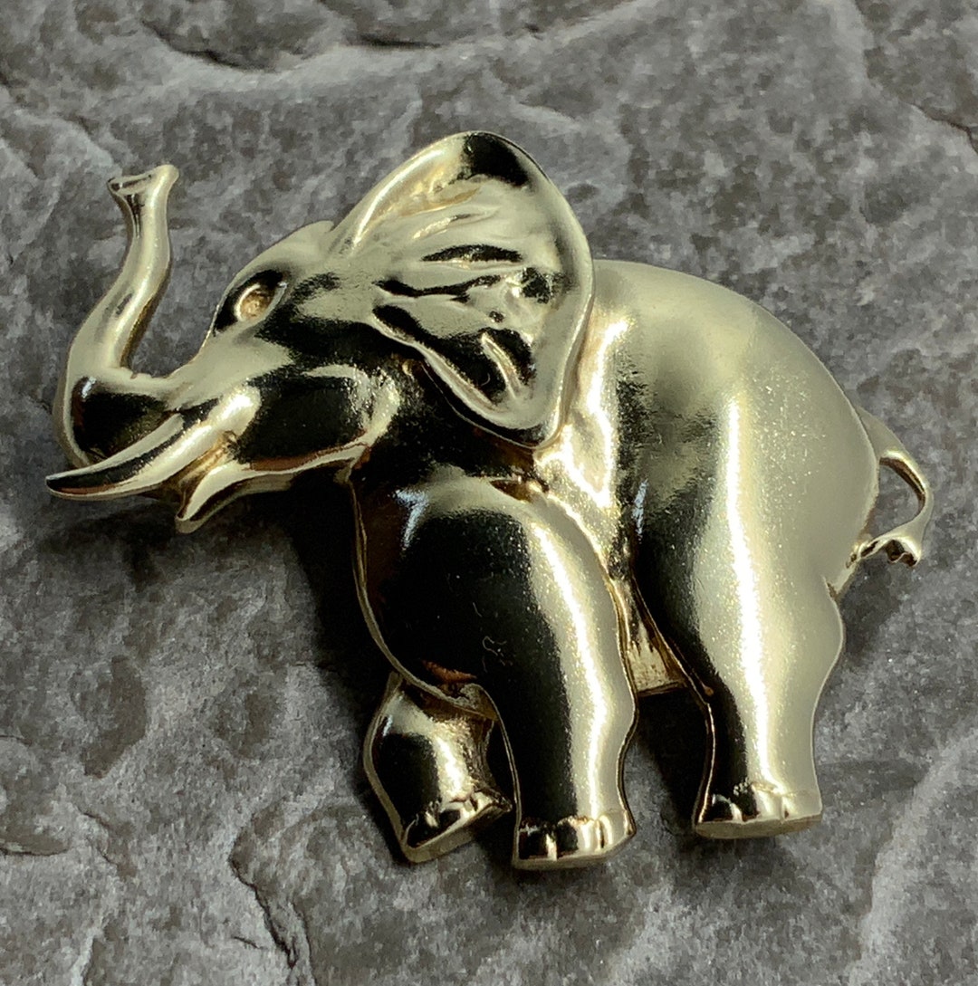 Vintage Solid 9ct Gold Elephant Brooch - Etsy