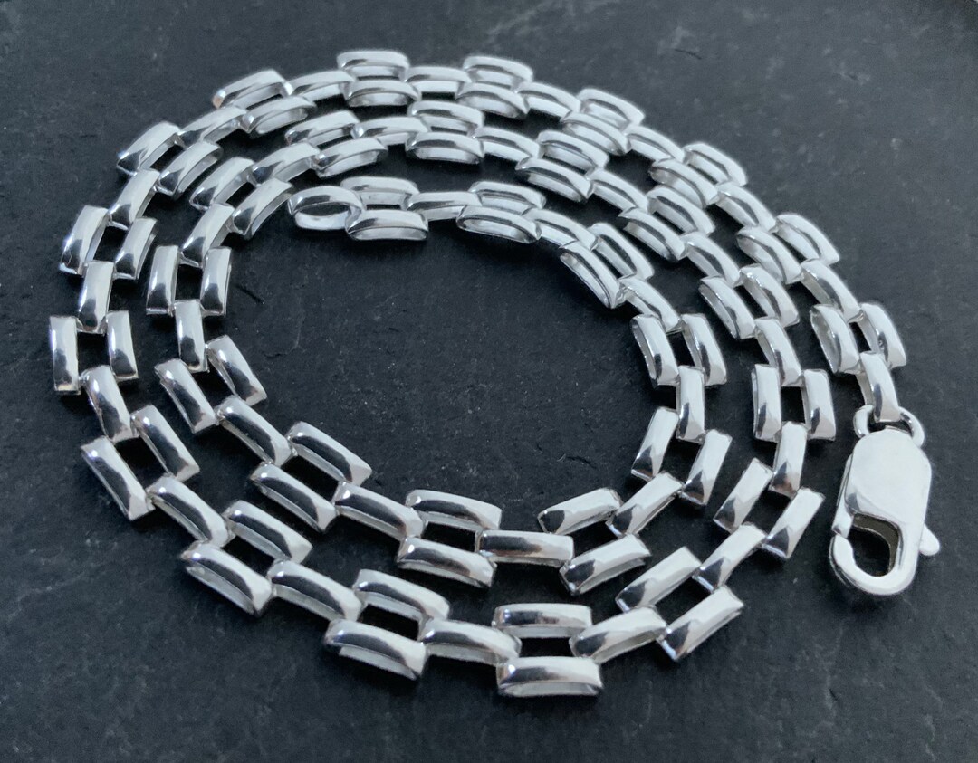 Vintage Sterling Silver Fancy Panel Link Necklace - Etsy