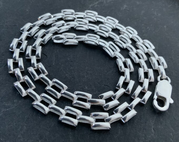 Vintage Sterling Silver Fancy Panel Link Necklace - Etsy