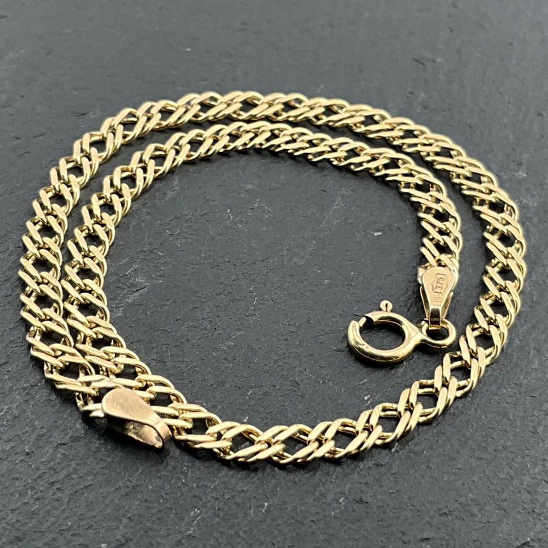 Vintage 9ct Gold Double Curb Woven Chain Bracelet - Etsy UK