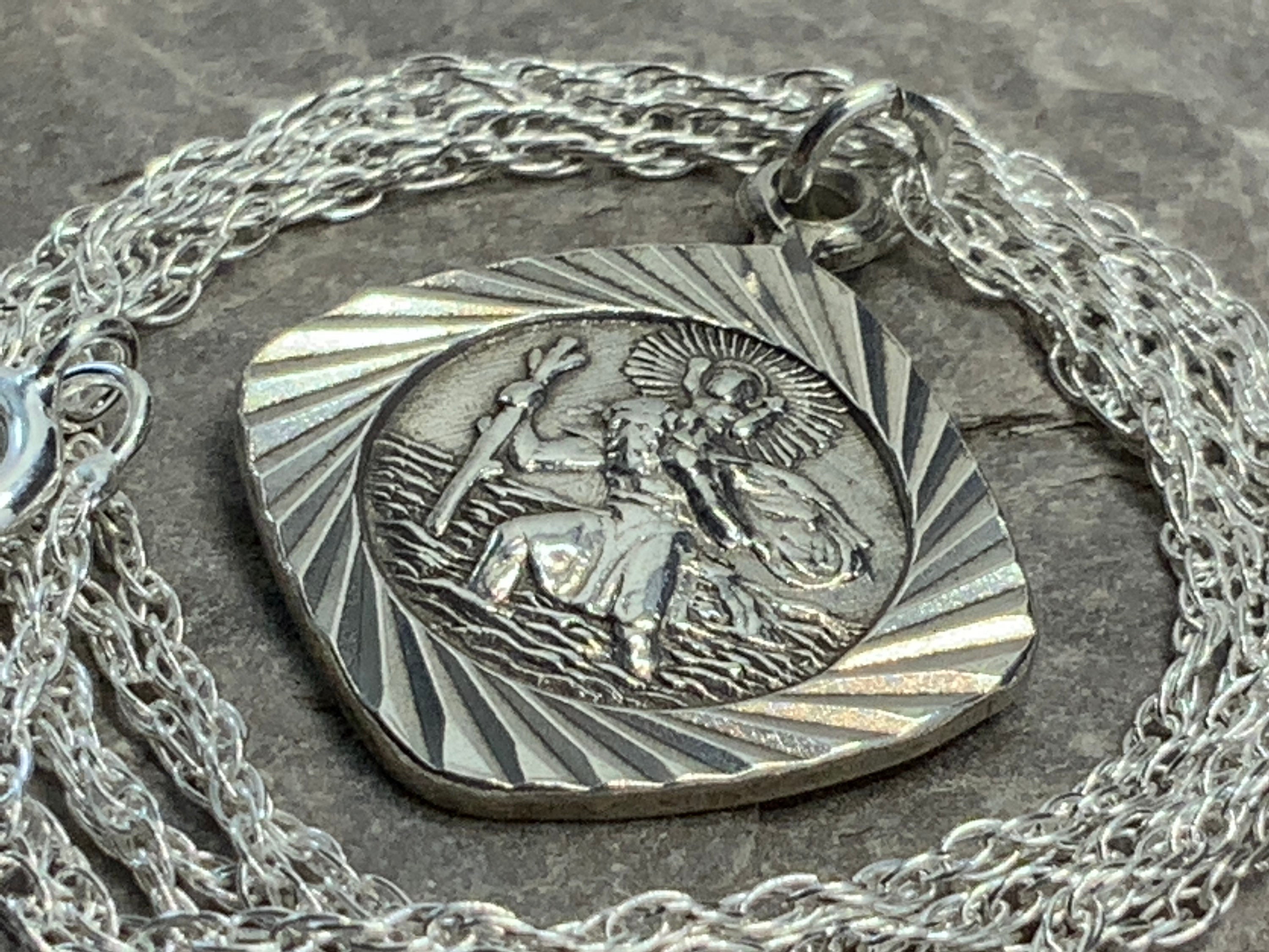 Vintage Solid Sterling Silver St Christopher Pendant Necklace - Etsy