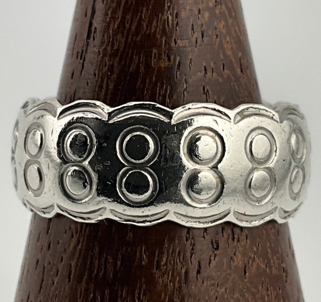 Vintage Sterling Silver Fancy Band Ring, UK Size P, US Size 7 1/2, EU ...