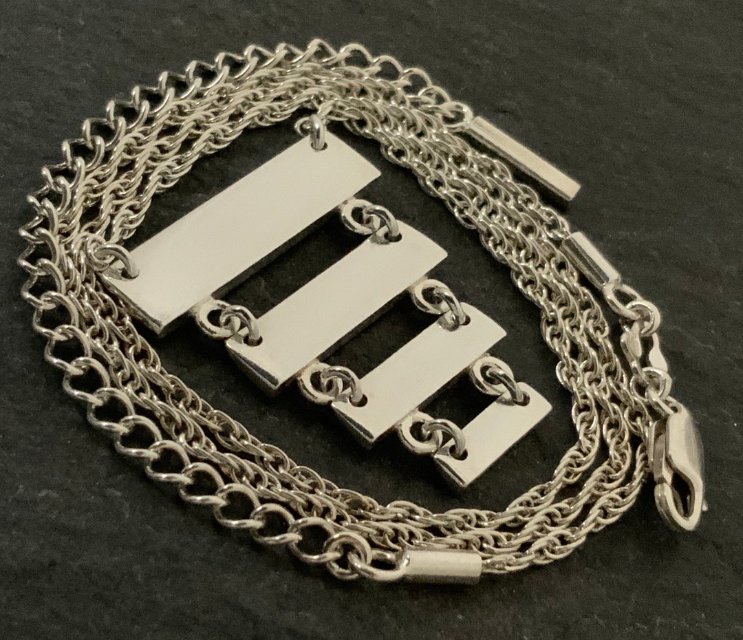 Vintage Sterling Silver Fancy Panel Pendant Necklace - Etsy