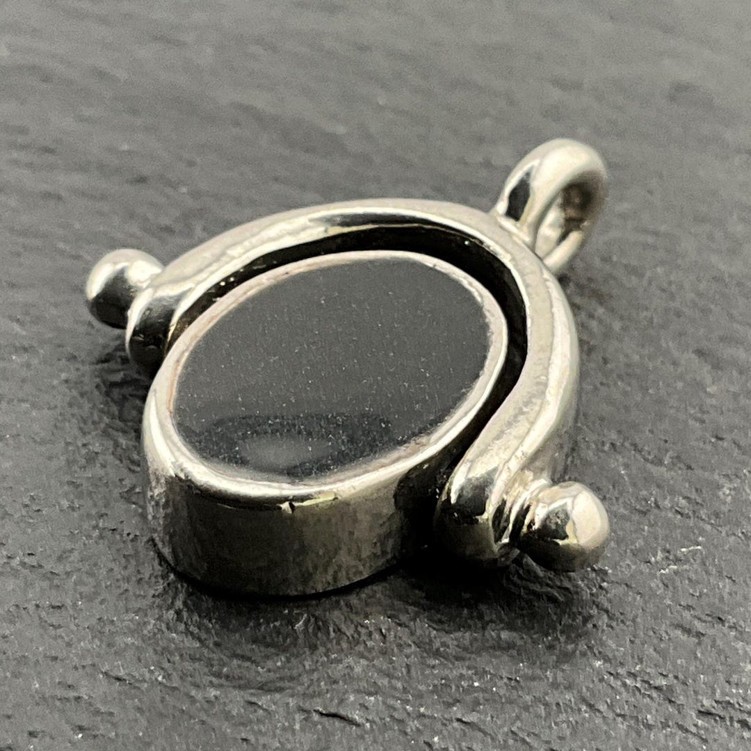 Vintage Onyx Spinning Oval Sterling Silver Pendant Necklace - Etsy