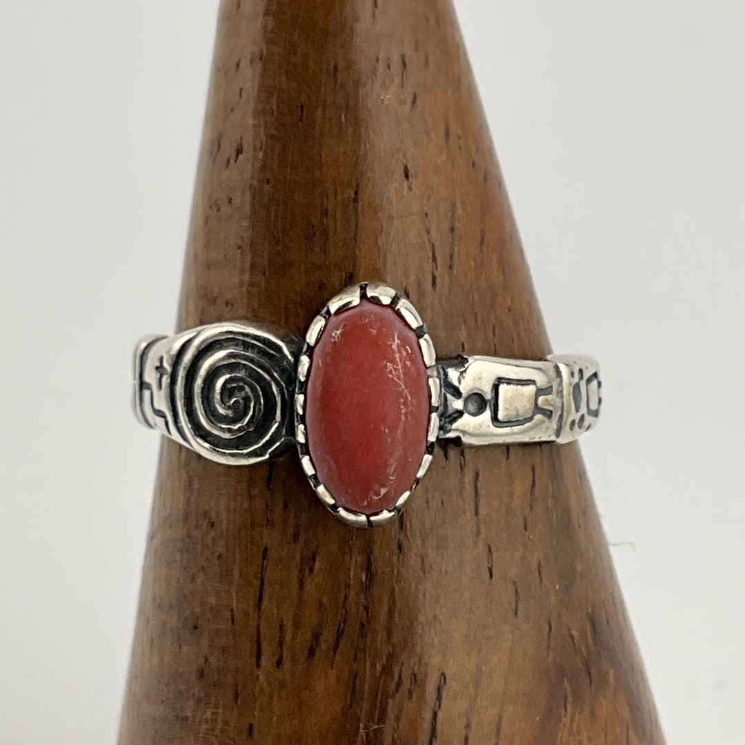 Genuine Carolyn Pollack Red Coral Sterling Silver Dainty Swirl ...