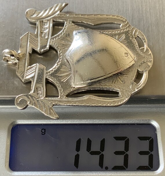 Antique Sterling Silver 9ct Gold Gilded Fob - Gem