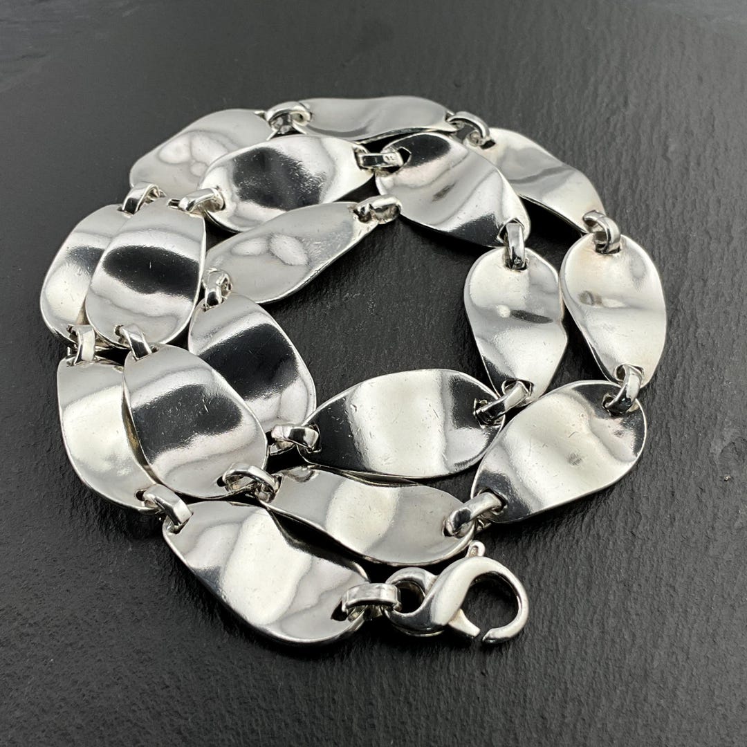Vintage Heavy Sterling Silver Fancy Panel Link Necklace - Etsy