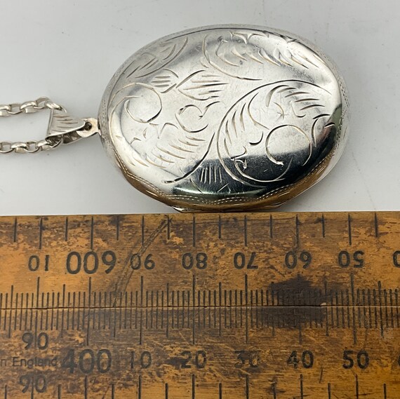 Vintage Large Sterling Silver Locket Pendant Necklace - Gem