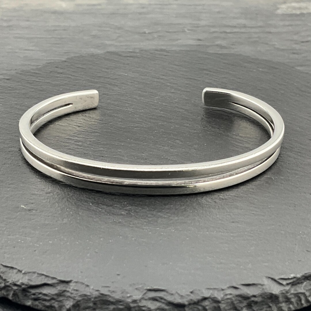 Vintage Sterling Silver Double Band Torc Bangle - Etsy UK
