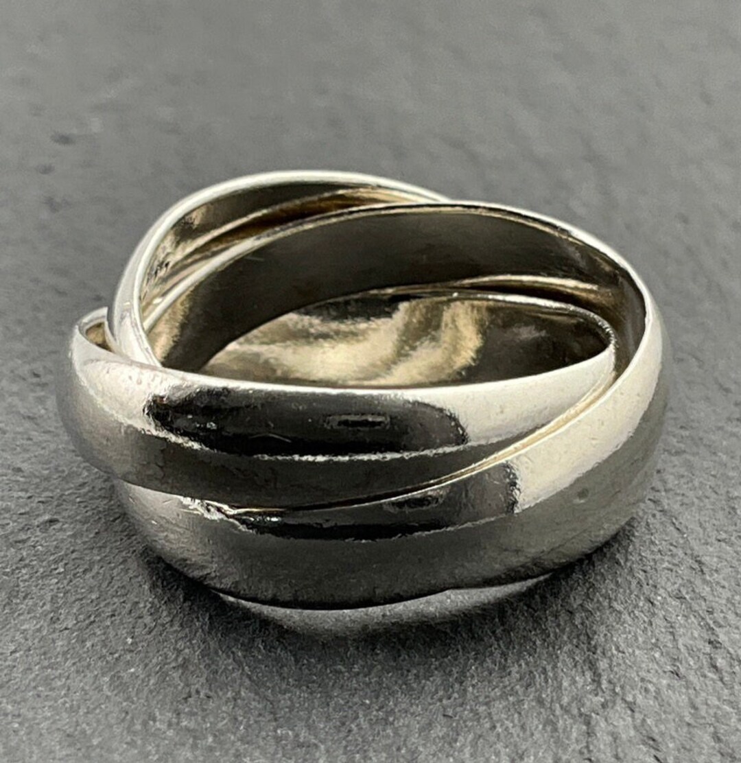 Vintage Interlocking Sterling Silver Bands Ring, UK Size J1/2, US Size ...