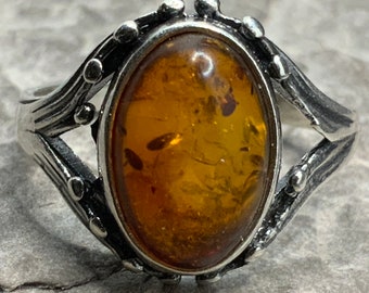 Vintage Amber Ring - Etsy