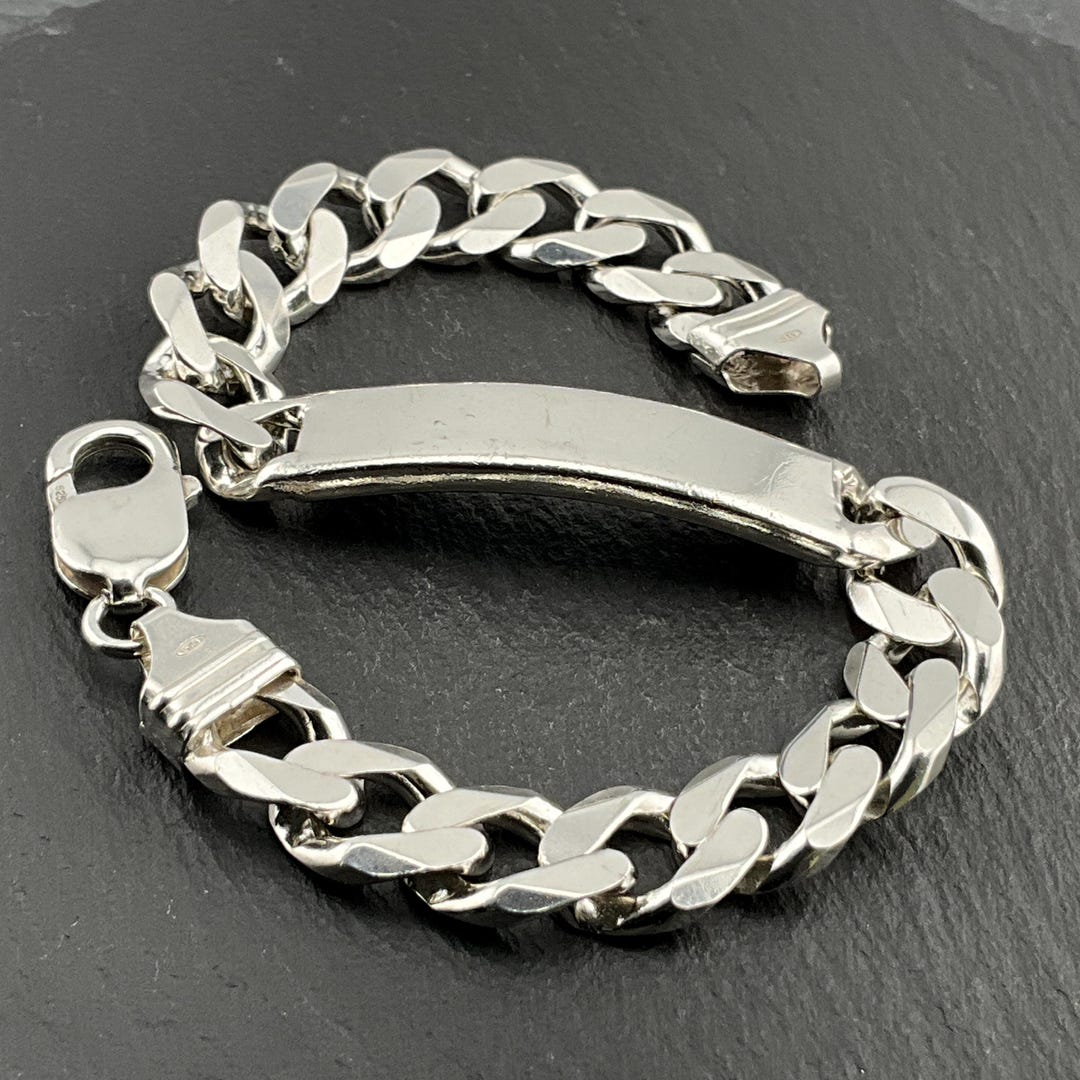 Vintage Chunky Sterling Silver ID Bracelet - Etsy