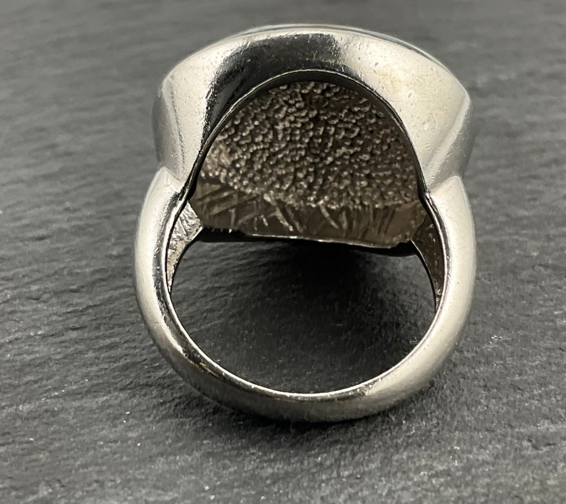Vintage Inlaid Glass Zebra Stripes Sterling Silver Statement Ring, UK ...