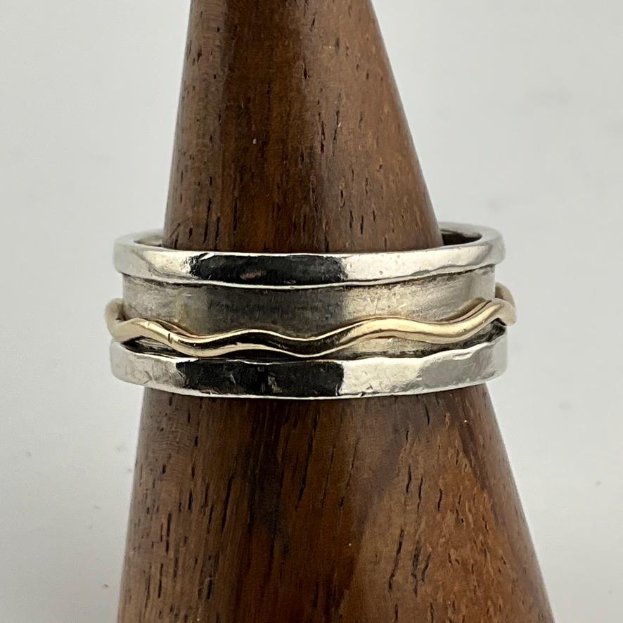 Vintage Sterling Silver Fancy Spinner Spacer Stacker Band Ring, UK Size ...