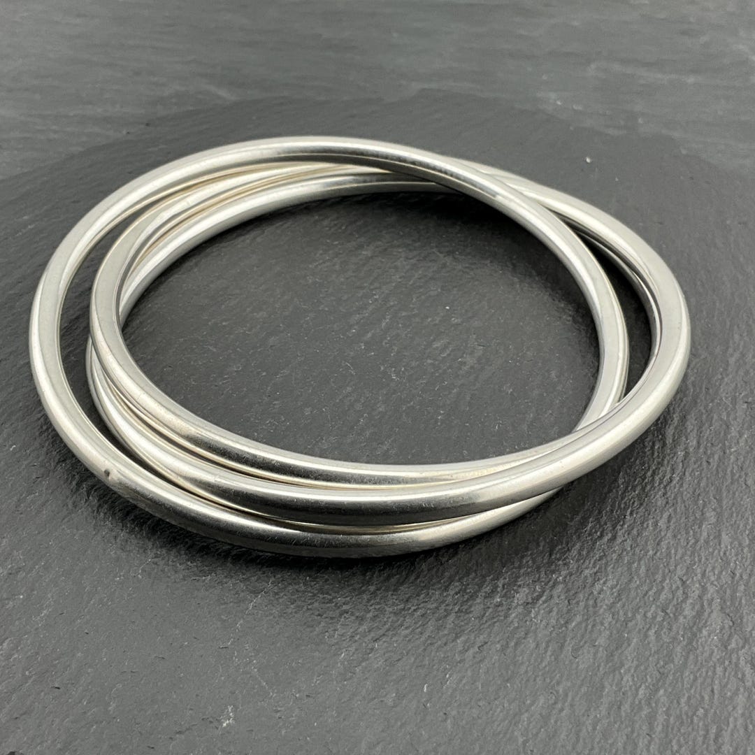 Vintage Sterling Silver Interlocking Bands Stacker Spacer Bangle - Etsy