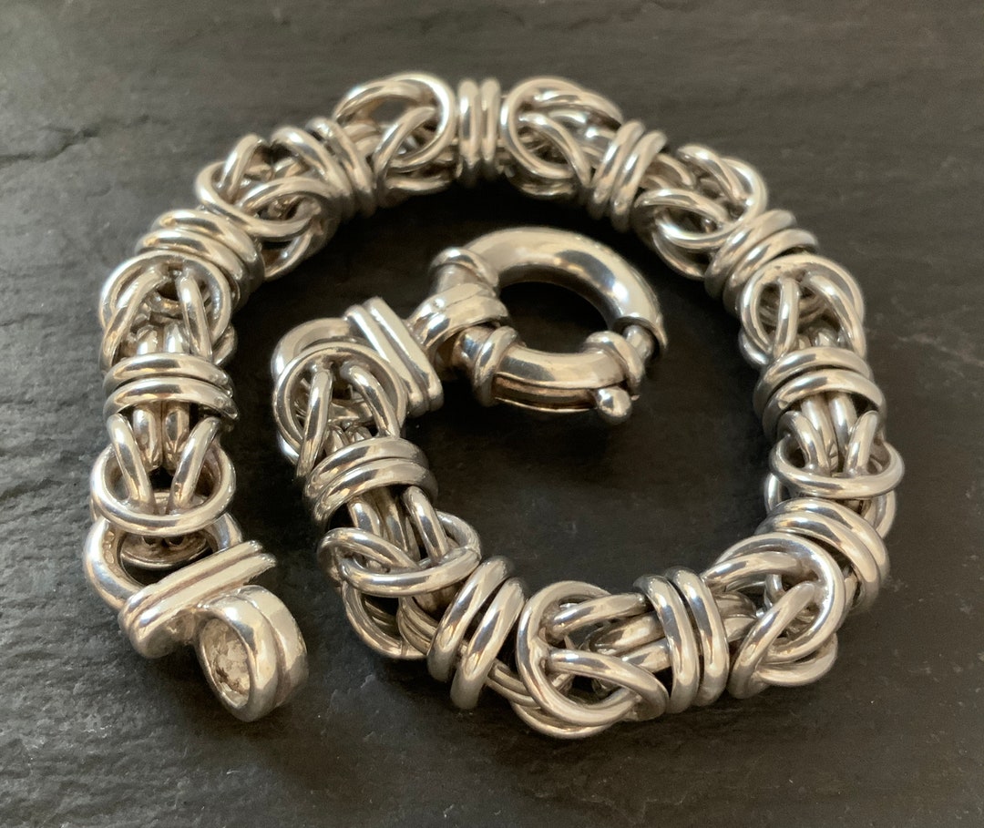 Vintage Super Heavy Sterling Silver Fancy Byzantine Link Bracelet - Etsy