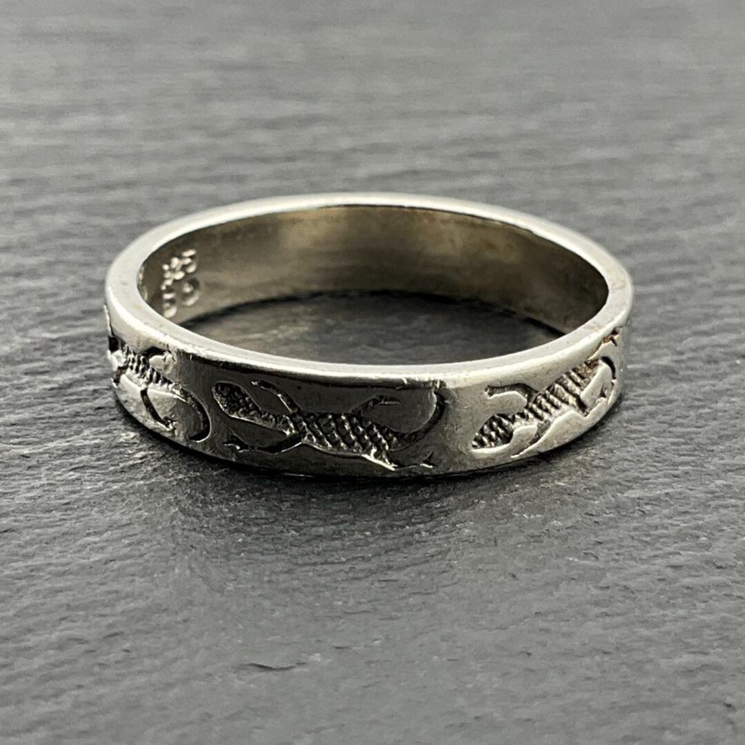 Vintage Sterling Silver Fancy Lizard Spacer Stacker Band Ring, UK Size ...