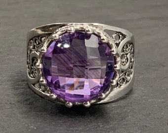 Vintage Amber Sterling Silver Marquise Fancy Large Statement Statement ...