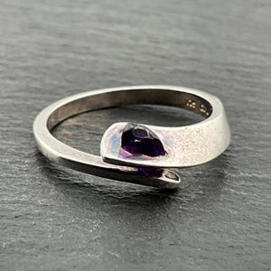 Vintage Carrick C.J.L Amethyst Sterling Silver Minimalist Wrap Ring, UK ...