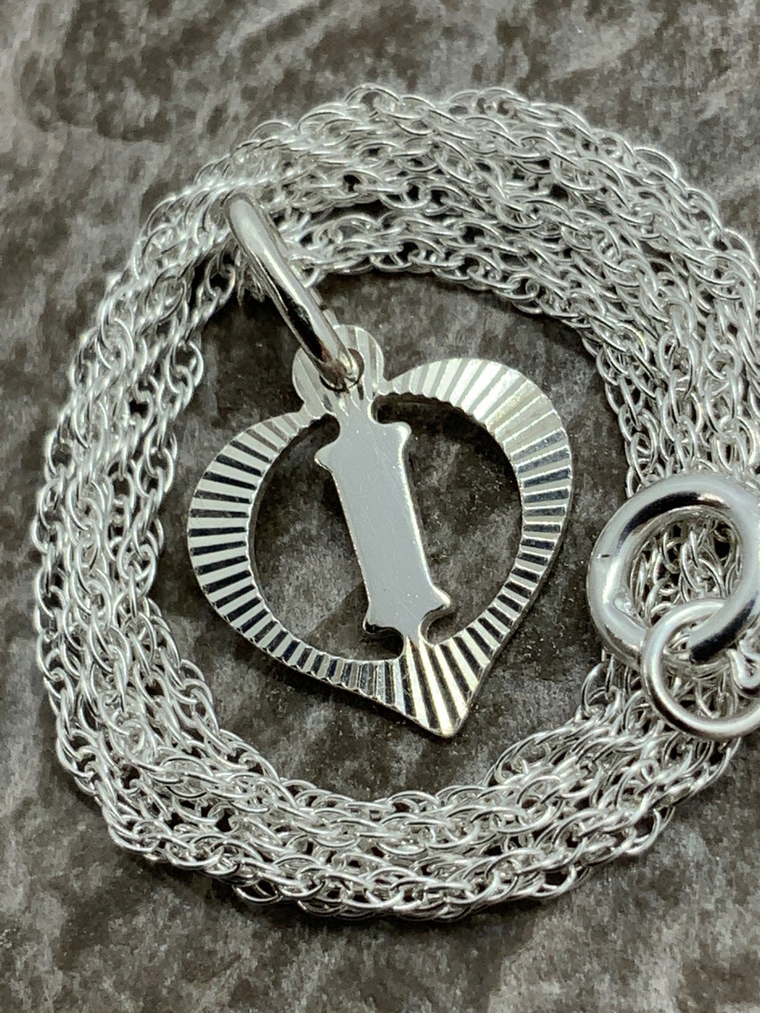 Vintage Sterling Silver Letter I Pendant Necklace - Etsy