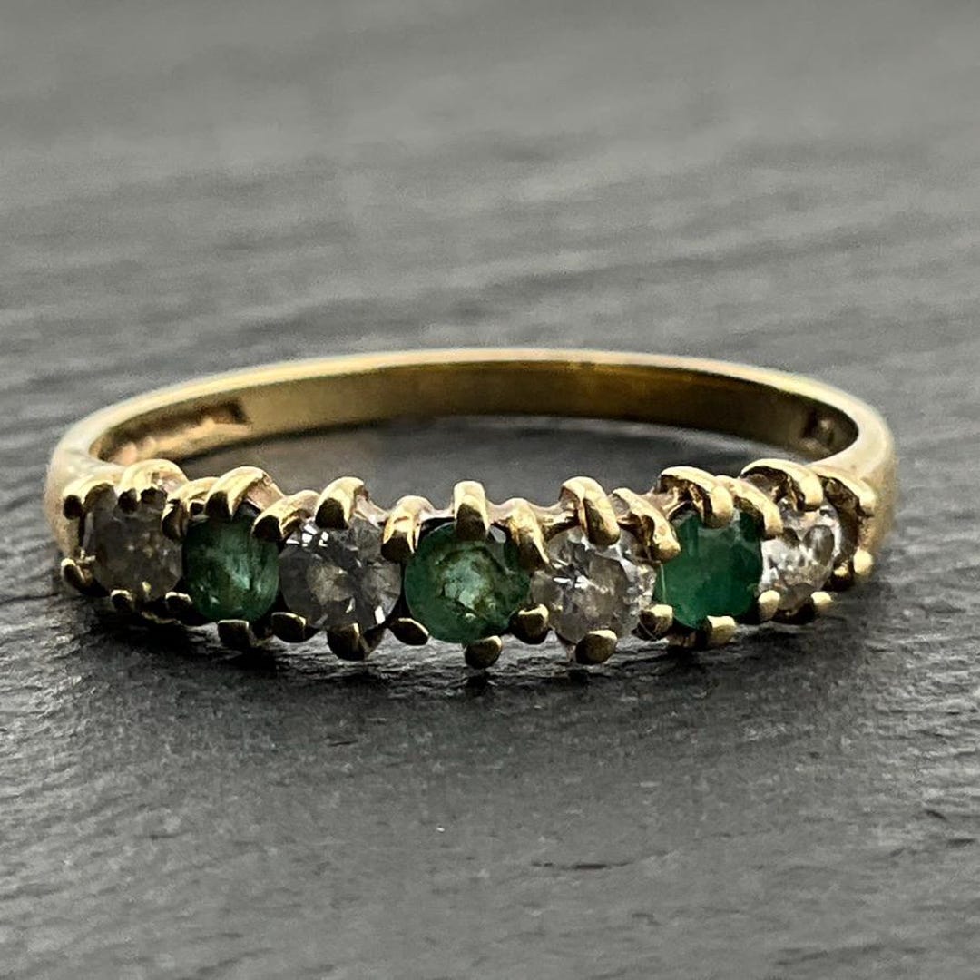 Vintage 9ct Gold Emerald & Spinel Ring, UK Size J, US Size 4 3/4, EU ...
