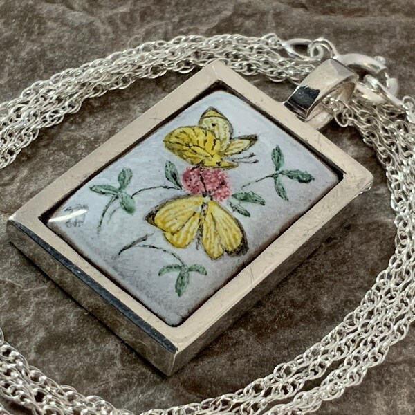 Sterling Silver Enamel Pendant - Etsy